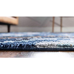 Unique Loom Morocco Collection Tribal, Southwestern, Bohemian Area Rug, 4' 0" x 6' 0", Navy Blue/Gray