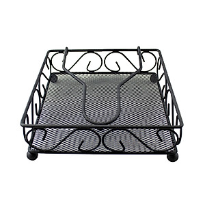 Black Matte Scroll Design Napkin Holder Dispenser With Weighted Arm