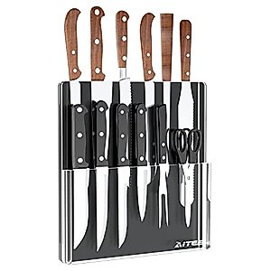 AITEE Acrylic Knife Holder for Wall, Clear Knife Block With Protection Shield for Kitchen Multifunctional Storage, Double-Layer Dust-Proof Storage Knife Holder for Knife Organize and Storage