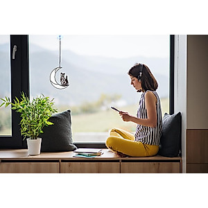 YULAIKUAI Tabby Cat Memorial Suncatcher - Handcrafted Stained Glass Memorial Gifts for Cat Lovers, American Shorthair Cat Keepsake