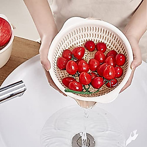 2 in 1 Kitchen Colander Set with Bowl Strainer (2 Sets 3 Qt),BPA Free Plastic Fruits and Vegetable Washing Basket,Dishwasher Friendly Double Layered Drain Basin,for Pasta Salad Berry Cleaning Mixing