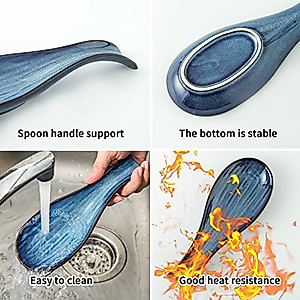 Hasense Ceramic Spoon Rest for Stove Top, Porcelain Spoon Holder for Kitchen Counter Cooking Utensil Home Decor, Navy