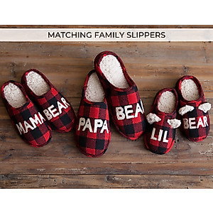 Dearfoams Men's Papa Bear Slipper, Buffalo Plaid, Medium
