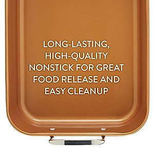 Ayesha Curry Nonstick Roaster / Roasting Pan with Rack - 11 Inch x 15 Inch, Brown