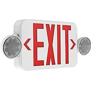 HUBBELL CCR, Remote Compatible Combination Outdoor Emergency Light and Red Letter Exit Sign, with 120/277VAC, 60Hz Input, 2 Fully Adjustable LED Lamps, 18 in x 2 in x 8.2 in, White