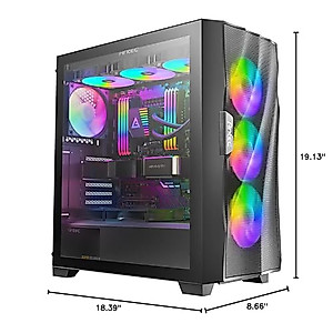 Antec DF700, Mid Tower Computer Case, ATX Gaming Case, USB3.0 x 2, 360 mm Radiator Support, 3 x 120 mm ARGB, 1 x 120 mm Reverse & 1 x 120 mm Fans Included