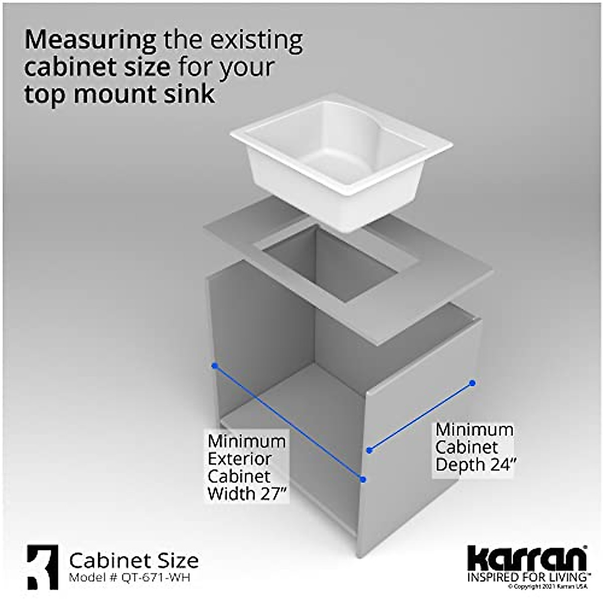 Karran Drop-In Quartz Composite 25 in. 1-Hole Single Bowl Kitchen Sink in White