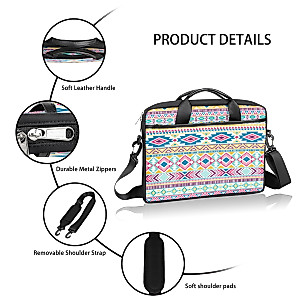 Aztec Graphic Laptop Computer Bag Waterproof Shoulder Messenger Bag 13-15 inch Durable Laptop Tote Bag with Shoulder Strap Handle Lightweight Crossbody Briefcase