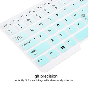 Silicone Keyboard Cover Skin for Dell Latitude 5480 5490 5491, Dell 3340 E3340 7490 E7450 E7470 E7480 E5450 E5470 E7480 Keyboard Protective Skin, Gradual Mint Green (US Layout, with Pointing)
