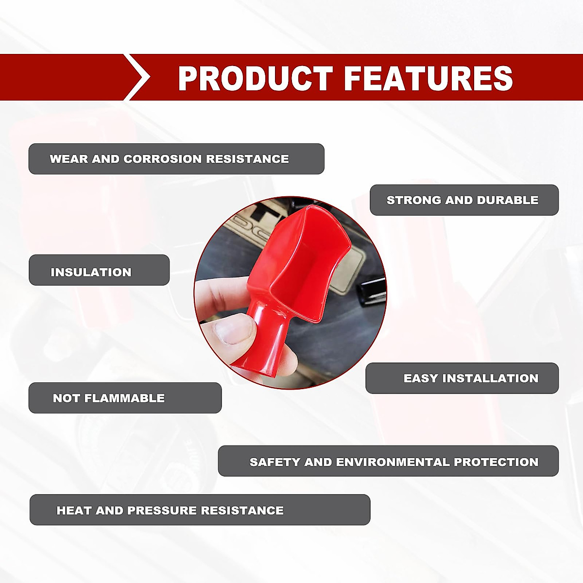 6PCS Battery Terminal Covers Positive and Negative Battery Terminal Insulating Boots Flexible Soft Plastic Protector Caps, Cable Protector Covers (Black and Red)