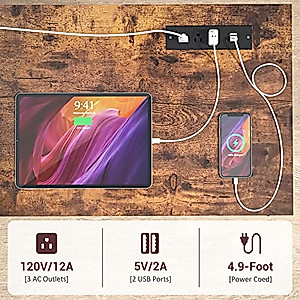 Homieasy Wine Bar Cabinet with Power Outlets, Industrial Coffee Bar Cabinet for Liquor and Glasses, Farmhouse Bar Cabinet with Removable Wine Racks, Rustic Brown