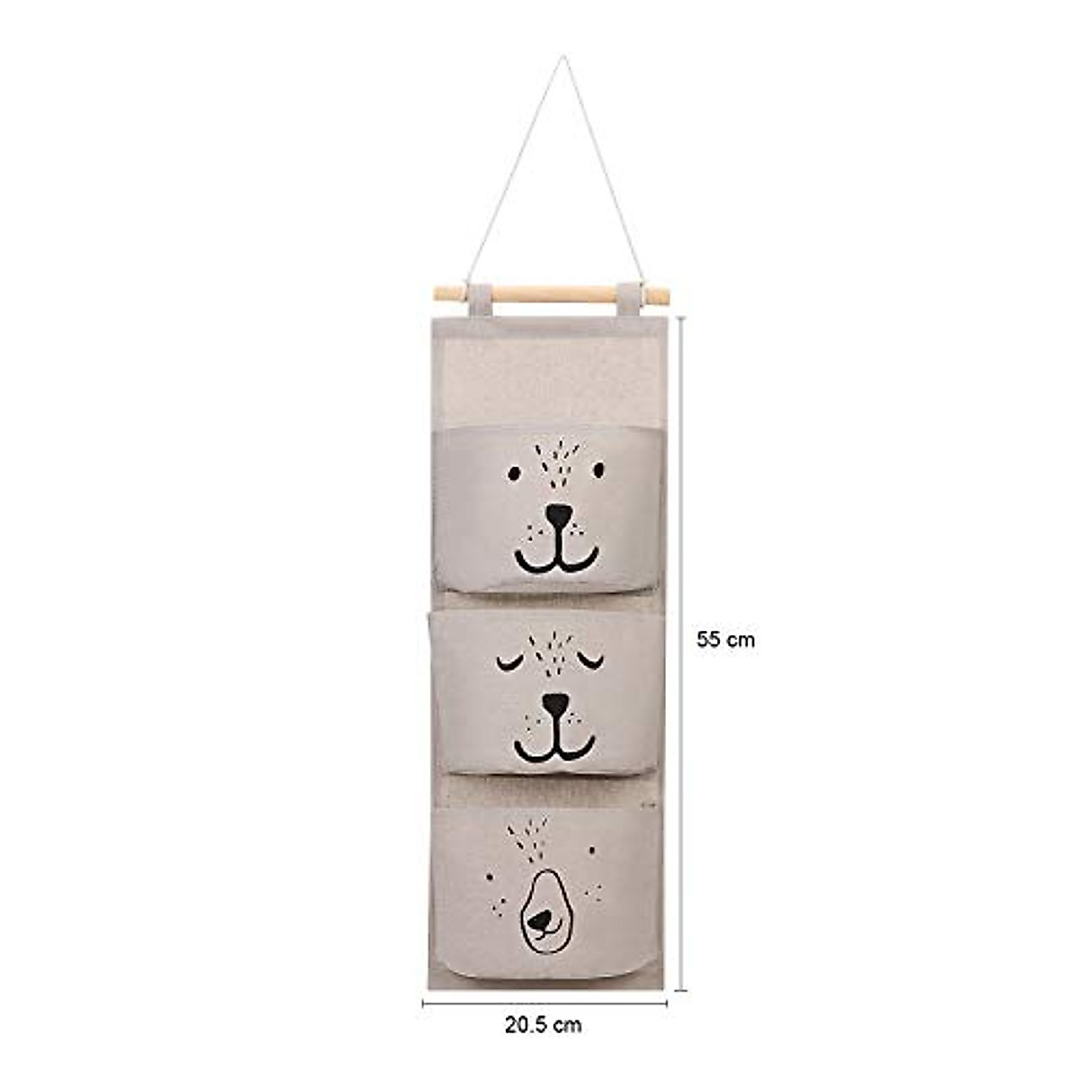 Wall Hanging Storage Bags 3 Pockets Cotton Canvas Fabric Wall Storage Organizer Multifunctional Door Closet Hanging Storage Organizer Waterproof Wall-Mounted Storage Pouch for Bedroom Home Office