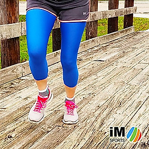 iM Sports CHEETAH Running Compression Leg Sleeves + Reduce Injury + UV Protection + Unisex + Made in USA - Neon Green - Medium/Large - Pair