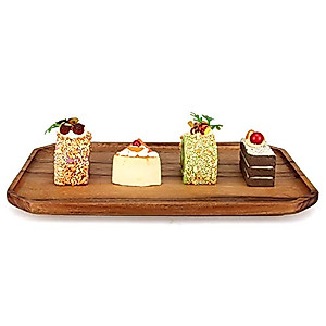 2 Pcs Large Wooden Platters Serving Trays Acacia Wood Charcuterie Platter for Food Tray Cheese Serving Board Rectangular Plates Platters Meat Charcuterie Boards Decorative Plates Fruit Tray