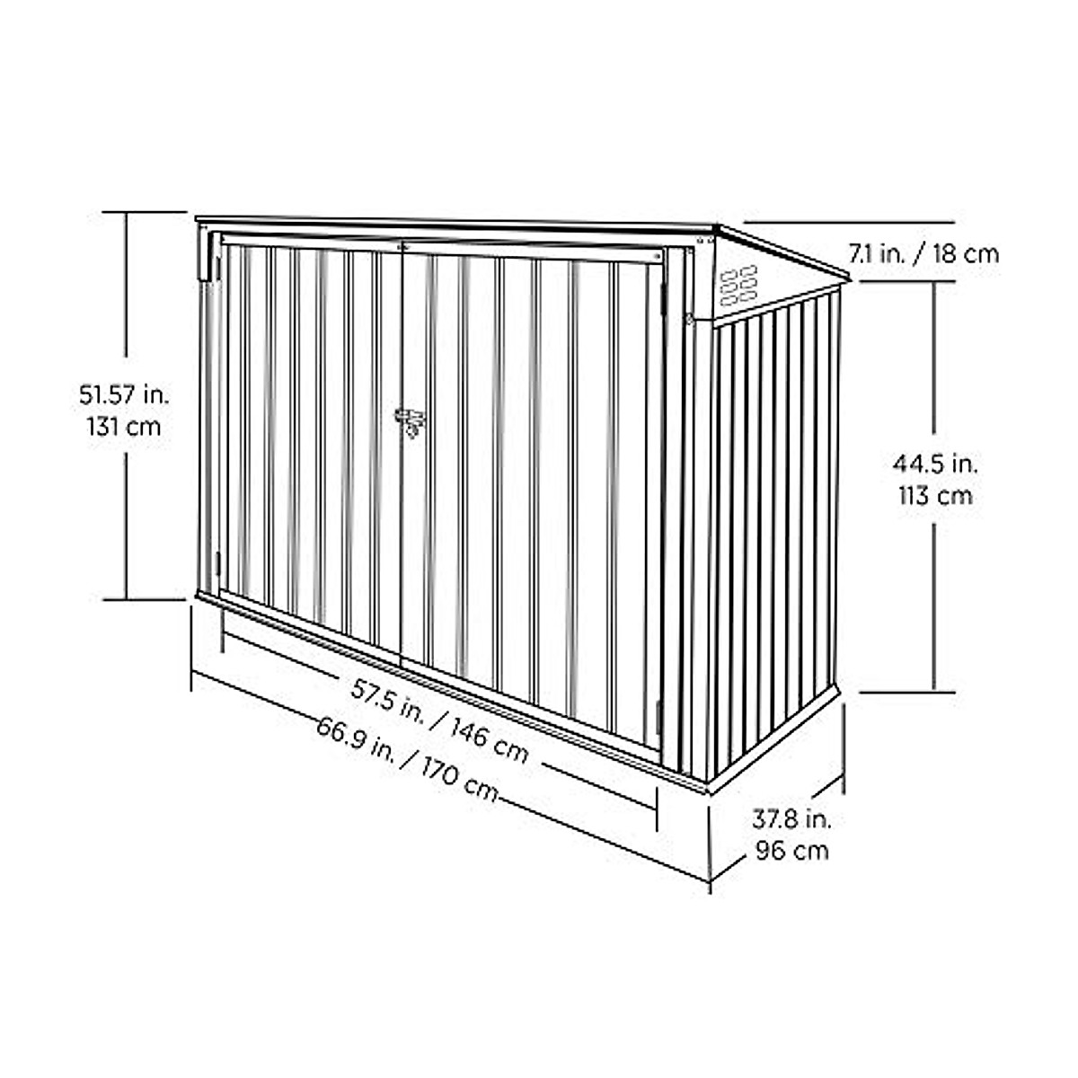 ARROW 6' x 3' Storboss Horizontal Outdoor Padlockable Steel Storage Shed, Charcoal