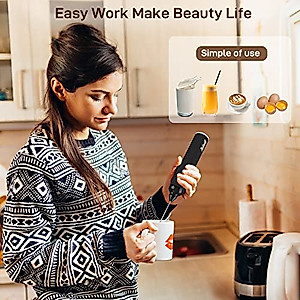 Tulevik Milk Frother For Coffee With Stand, Handheld Foam Maker, Type-C Rechargeable Drink-Mixer with 2 Stainless Whisks 3-Speed Adjustable for Coffee, Hot Chocolate, Milkshakes, Egg (Black)