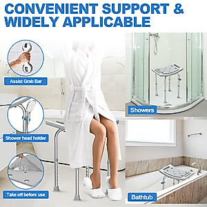 UGarden Heavy Duty Stainless Steel Shower Chair Seat, 400lbs Adjustable Height Shower Stool for Inside Shower, Blue Bath Seat Chair, Handicap Bathroom Stool, Shower Stools for Seniors, Adults,Disabled