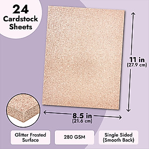 Bright Creations 24 Sheets Rose Gold Glitter Cardstock Paper 8.5 x 11 for Scrapbooking, DIY Projects, Arts and Crafts (280gsm)