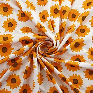 Country Sunflowers DBP Fabric - Double Brushed Polyester 4 Way Stretch - 1 Yard