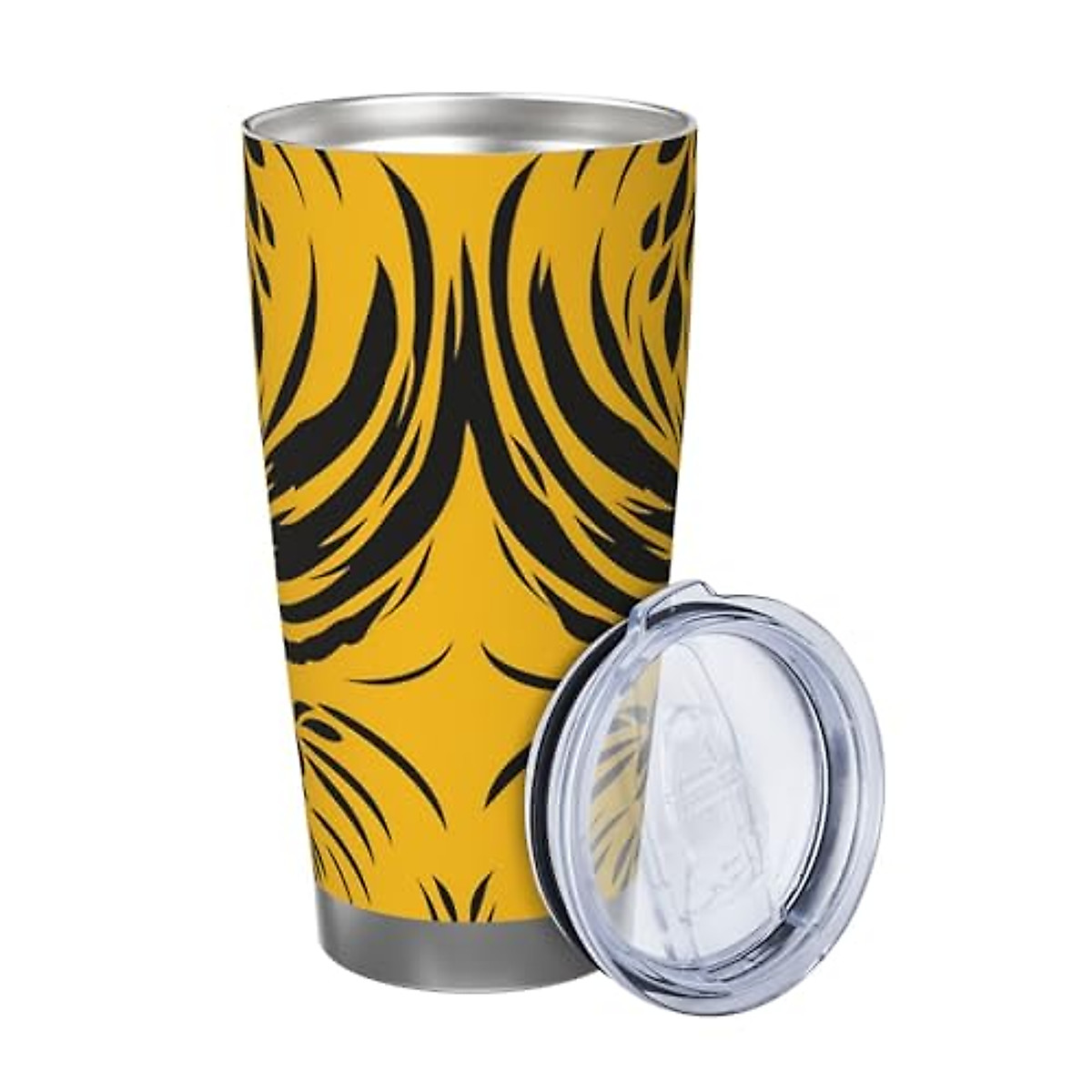 Mustard Yellow and Black Tumbler with Lid and Straw 20oz Stainless Steel Car Cup for Hot and Cold Drinks, Double Wall Insulated Travel Coffee Mug Reusable Drink Thermos Cup Birthday Gifts