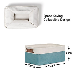 DULLEMELO Collapsible Bundle Baskets 6 Small Baskets 11.8"x7.9"x5.1" + 2 Narrow Baskets 15"x6"x5.5"（White&Teal)