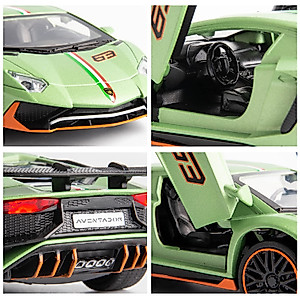 BDTCTK Compatible for 1:32 Lamborghini LP780 Model Car, Zinc Alloy Pull Back Toy Car with Sound and Light for Kids Boy Girl(Green)