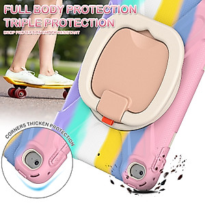 BATYUE iPad Mini 5 Case - iPad Mini 4 Case; Heavy Shockproof Drop Case with Pencil Holder/ 360° Swivel Stand/Shoulder Strap; Cover for iPad Mini 5th/4th Generation 7.9 Inch; for Kids (Colourful Pink)