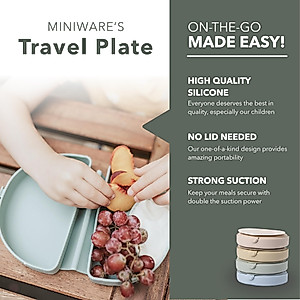Miniware Silifold - Silicone Baby Plate - Compact & Foldable Baby Travel Essential to Promote Self-Feeding - Food Grade Silicone Baby Plates & Toddler Plates - BPA Free Baby Essentials (Sage)