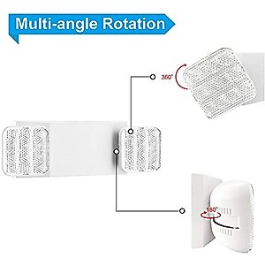 EXITLUX 1 Pack LED Emergency Lighting Fixture with 2 LED Heads-Hardwired Adjustable White Commercial Emergency Lights with Battery Backup for Power Failure