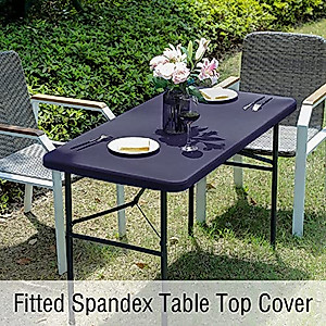 NEWISHER 2 Pack Fitted Tablecloth Rectangle 4ft Elastic Edge Spandex Table Top Cover for Picnic Outdoor Camping Park Patio Navy 23 x 48 inch