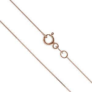 Honolulu Jewelry Company 14K Thin Real Solid Rose Gold 0.5mm Box Chain Necklace Spring-Ring Clasp - 16 Inches