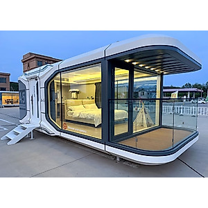 Generic Luxury Container House prefeb Capsule hotle 20FT 40FT Luxury Resort, white Gray