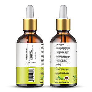 Organic Veda Moringa Face Oil with Dropper - 100% Natural Moringa Seed Oil with Turmeric & Rose Extract for Soft & Radiant Skin - Anti-aging, Reduce Wrinkles, Minimize Age Spots - 50ml (1.7 fl.oz)