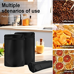 ODDIER 5.5"x7.8" 120pcs Mylar Bags for Food Storage,Smell Proof Bags Resealable Food Storage Bags for Small Business, Stand-up Foil Pouch Packaging Treat Snack Bags for Self Sealing(Black)