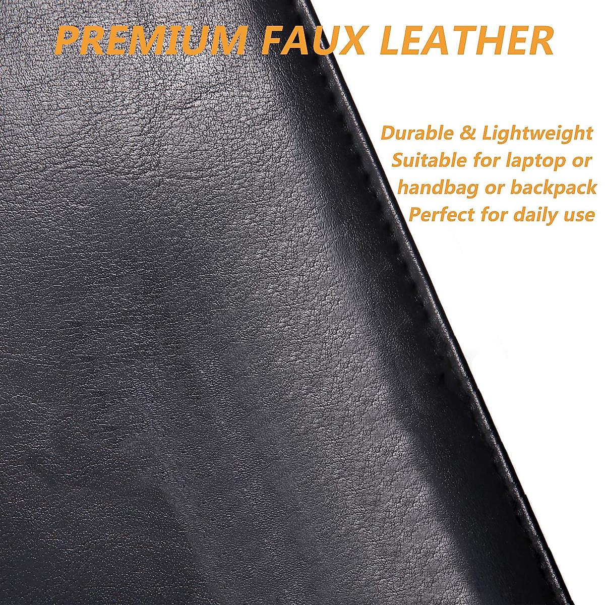 Leather Portfolio Folder Padfolio, Business Padfolio Organizer Document Planner Portfolio Binder Storage Pocket for Legal Pad Holder Paperwork Phone Men Women (Black)