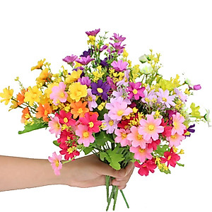 YEYSXSY Artificial Flowers Indoor Faux Silk Daisy Fake Flowers Greenery Shrubs Outdoor Plants for Hanging Planter Home Garden Wedding Porch Window Decorating 6Pcs