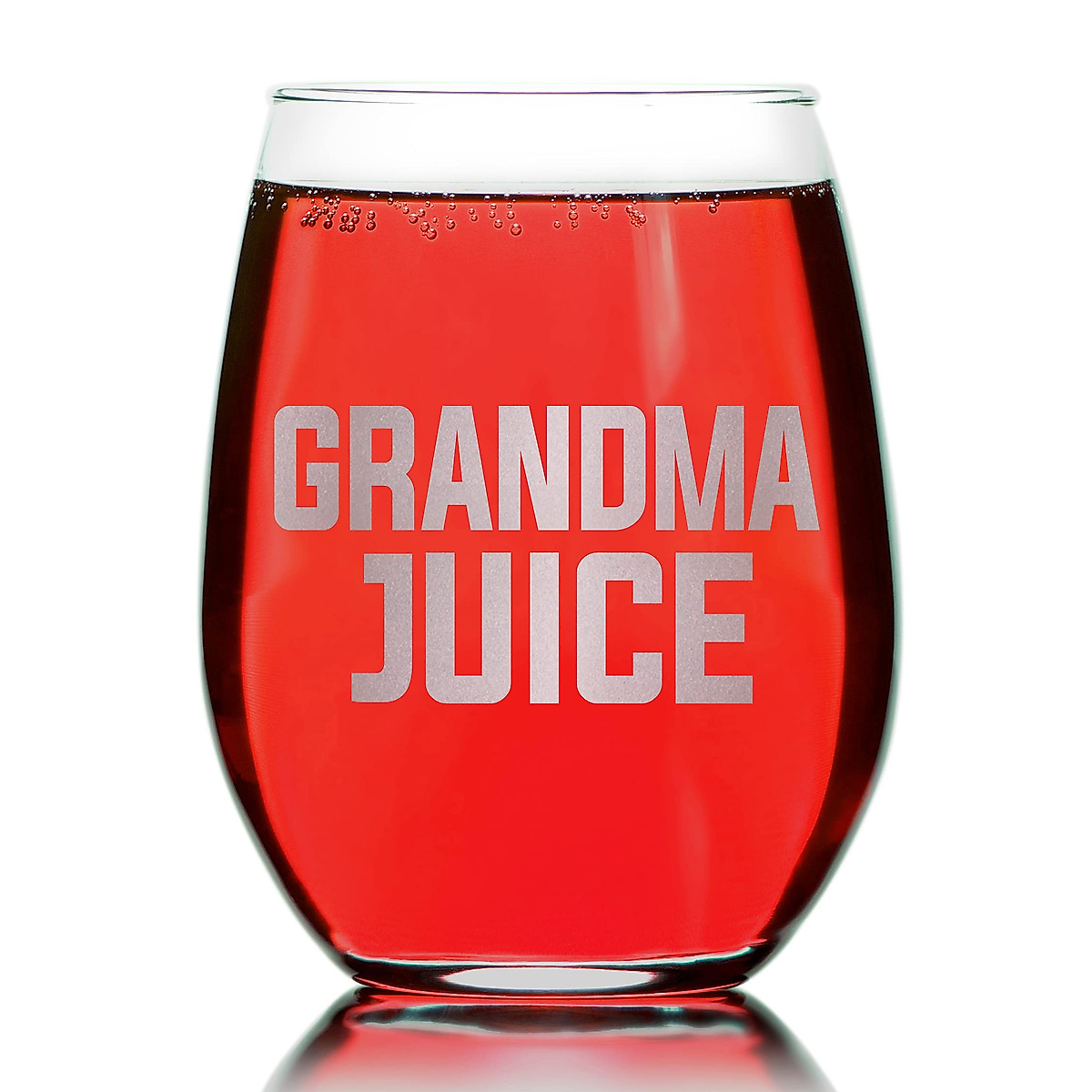 Promotion & Beyond GRANDMA JUICE Stemless Wine Glass - Funny Gift for Grandmother From Daughter Son Husband - Mother's Day