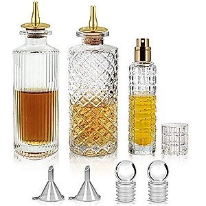 Bitters Bottle and Cocktail Atomizer - Classic Design Glass Bottles with to Add Bitters for Cocktails and Vermouth Bitters Spray Bottle 1oz,Ideal Bartender Gifts Home Bar Accessories