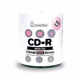 Smartbuy 200-disc 700mb/80min 52x CD-R White Top Blank Media Record Disc + Black Permanent Marker
