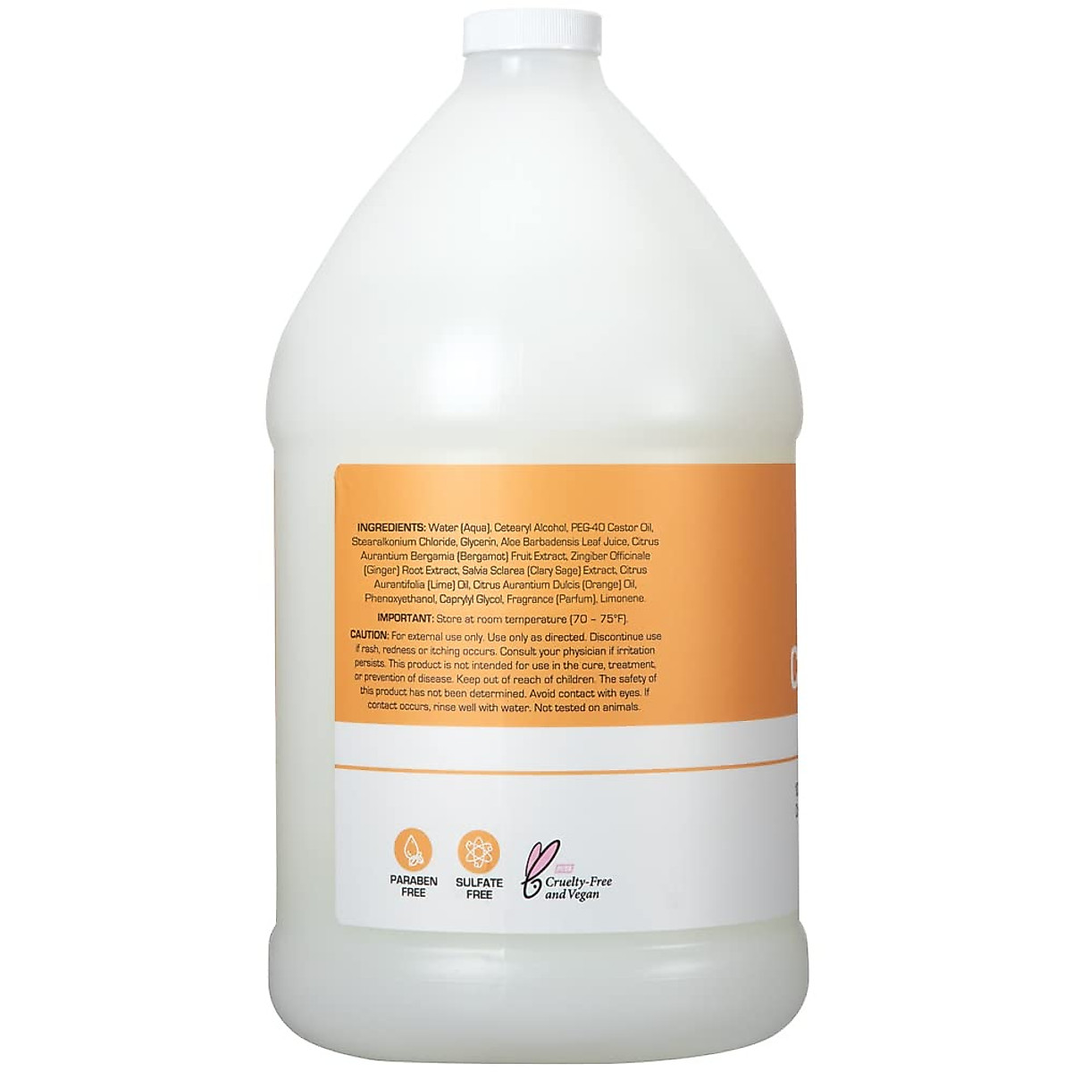 Ginger Lily Farms Club & Fitness Moisturizing Conditioner for Dry Hair, 100% Vegan & Cruelty-Free, Citrus Scent, 1 Gallon (128 fl oz) Refill