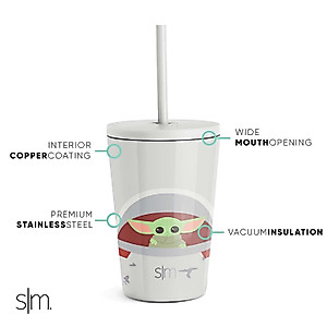 Simple Modern Star Wars Baby Yoda Grogu Toddler Cup with Lid and Silicone Straw | Kids Water Bottle Tumbler Insulated Stainless Steel Thermos | Classic Collection | 12oz, Star Wars: The Child