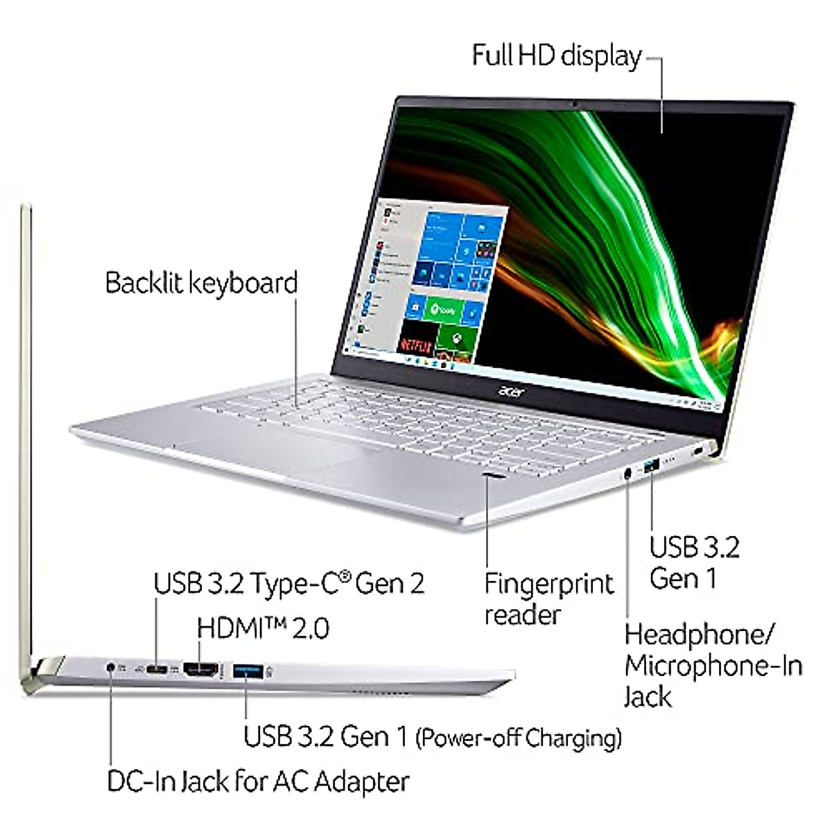 Acer Swift X SFX14-41G-R0SG Creator Laptop | 14" Full HD 100% sRGB | AMD Ryzen 5 5600U | NVIDIA RTX 3050 Laptop GPU | 8GB LPDDR4X | 512GB NVMe SSD | Wi-Fi 6 | Backlit Keyboard | Windows 10 Home