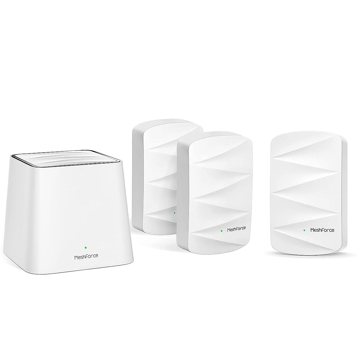 Meshforce M3 Mesh WiFi System (4 Pack), Up to 6000 sq.ft （8+ Rooms） Whole Home Coverage, WiFi Router Replacement, Parental Control, Plug-in Design (1 WiFi Point & 3 Dots)