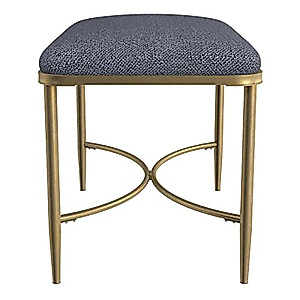 Hillsdale, Wimberly Modern Backless Metal Vanity Stool with Rectangular Seat for Makeup Room or Bathroom, Gold with Blue
