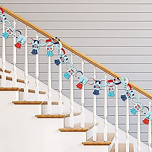 Big Dot of Happiness Ahoy It’s a Boy - 90 Chain Links and 30 Paper Tassels Decoration Kit - Nautical Baby Shower Paper Chains Garland - 21 feet