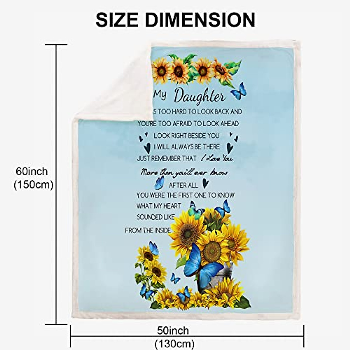 Daughter Gift from Mom Dad Sunflower Blanket to My Daughter Throw Blanket Soft Sherpa Fleece Bed Throw Blanket 50x60 inches