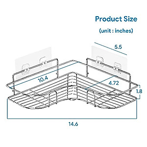 LAIGOO Adhesive Corner Shower Caddy Hanging, SUS304 Stainless Steel, No Rust Bathroom Shelves Wall Mounted Shower Shelf for Shower Organizer/Bathroom Organizer and Storage, 2 Pack