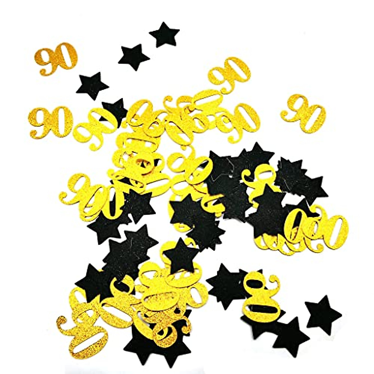 90 Confetti 90th Birthday Confetti-Number 90 Confetti 90th Anniversary Party Confetti for Party Table Decoration Supplies or DIY 120 PCS (Gold Black)