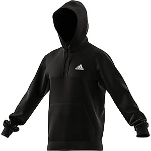 adidas Men's Essentials Fleece Hoodie, Black/White, Large