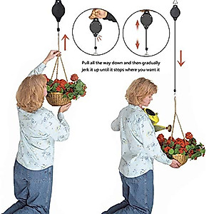 Lythor 4 Pack Plant Hook Pulley, Retractable Plant Hanger Easy Reach Hanging Flower Basket for Garden Baskets Pots and Birds Feeder Hang High up and Pull Down to Water Or Feed